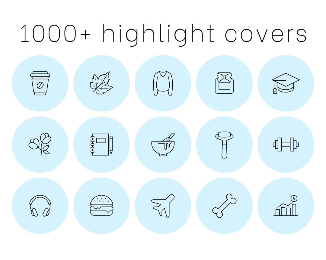 1000 Instagram Story Highlight Covers, Icon Pack, Blue and Black ...