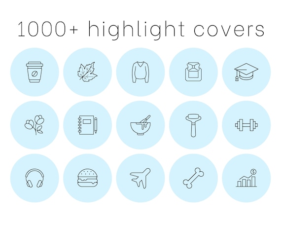 1000 Instagram Story Highlight Covers Icon Pack Blue and - Etsy