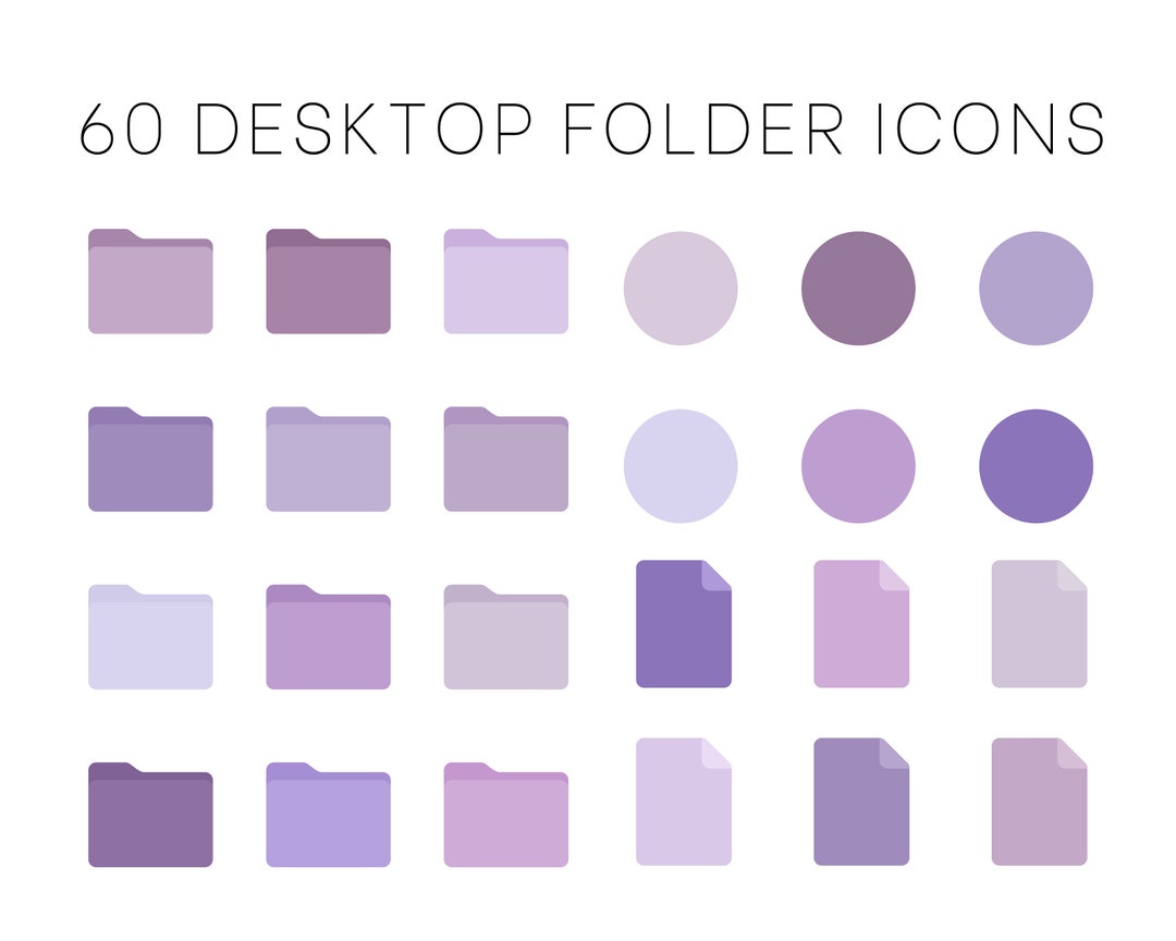Purple Desktop Folder Icons for MacBook and Windows, Personalized ...