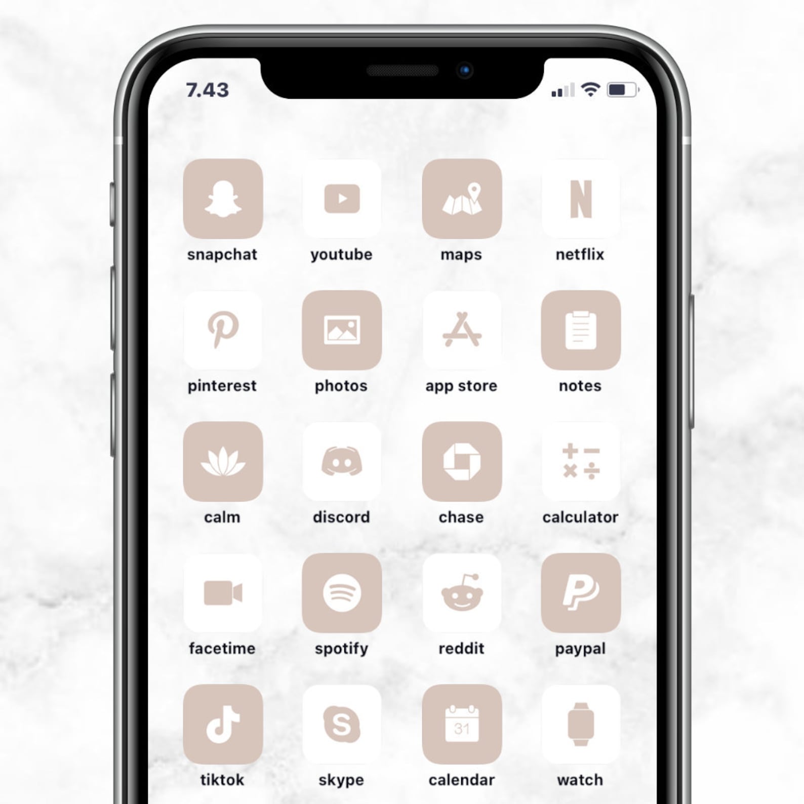 1000 Nude Ios App Icon Pack Minimalistic Natural | Etsy