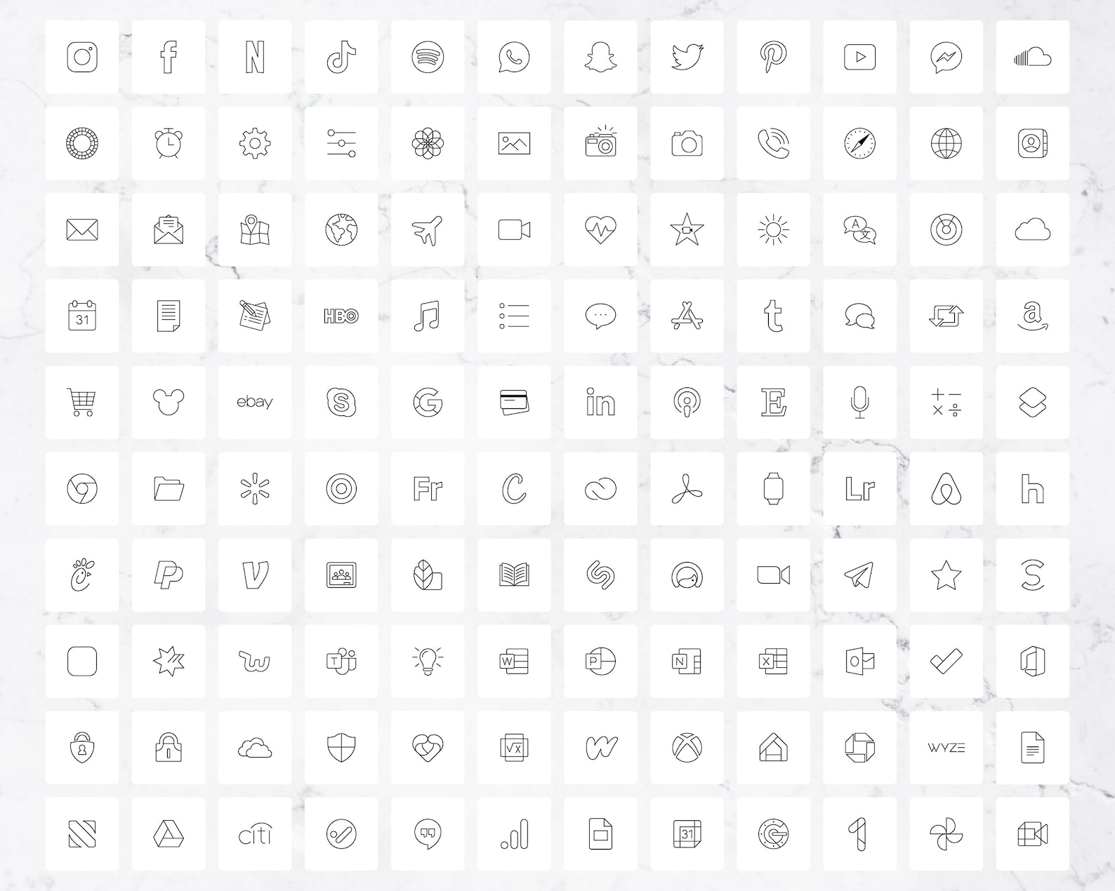 2000 Minimalistic White & Black Ios 14 / 15 App Icons Social - Etsy