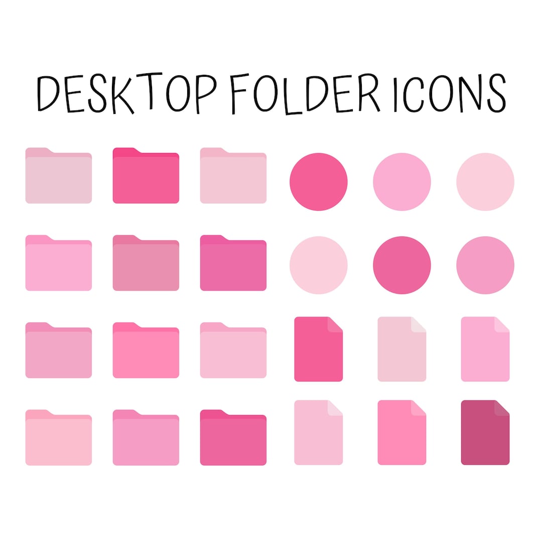 Pink Desktop Folder Icons for Macbook, Computer Desktop Icons, Pink Mac ...
