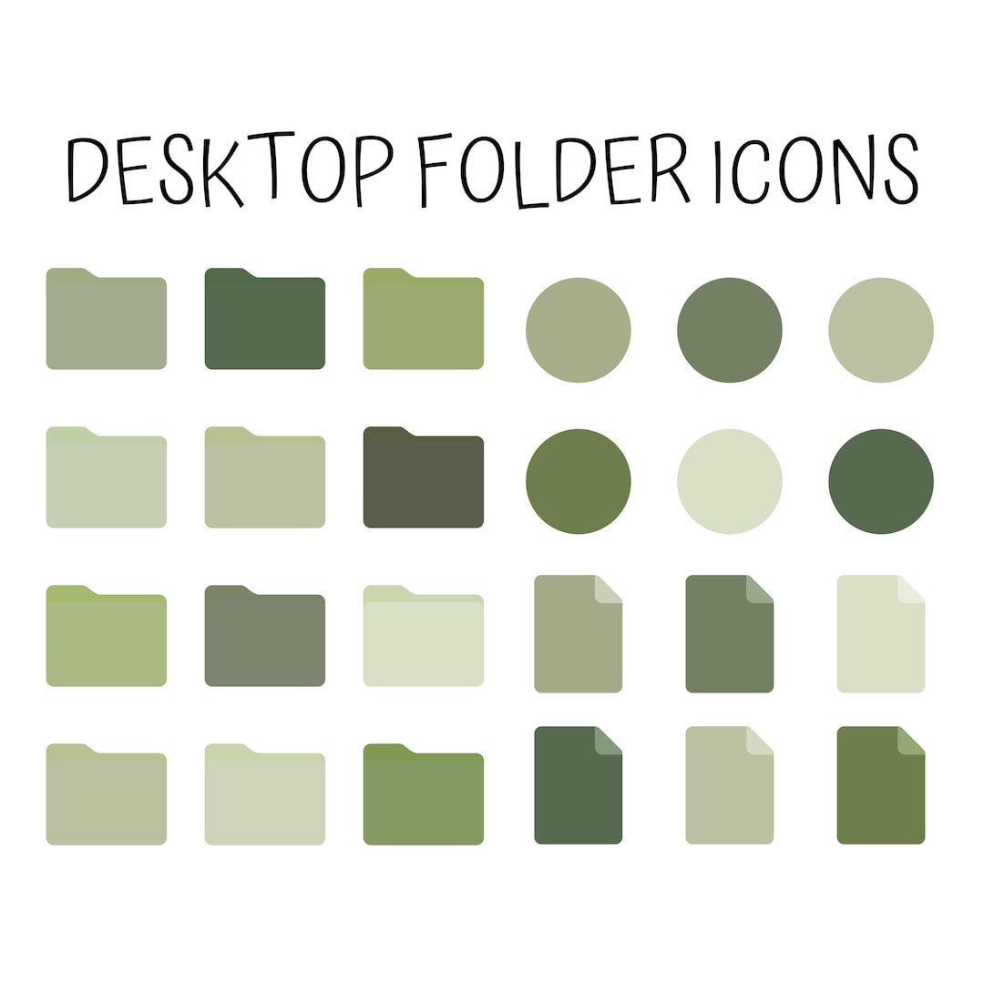 Green Desktop Folder Icons for Macbook, Computer Desktop Icons, Mac ...