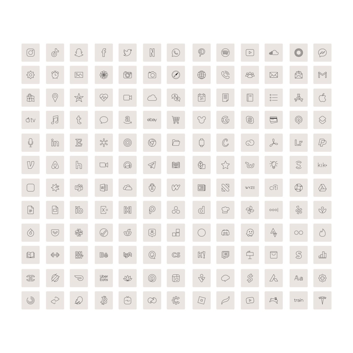 1000 Minimalistic Beige & Black Ios App Icon Pack Neutral - Etsy