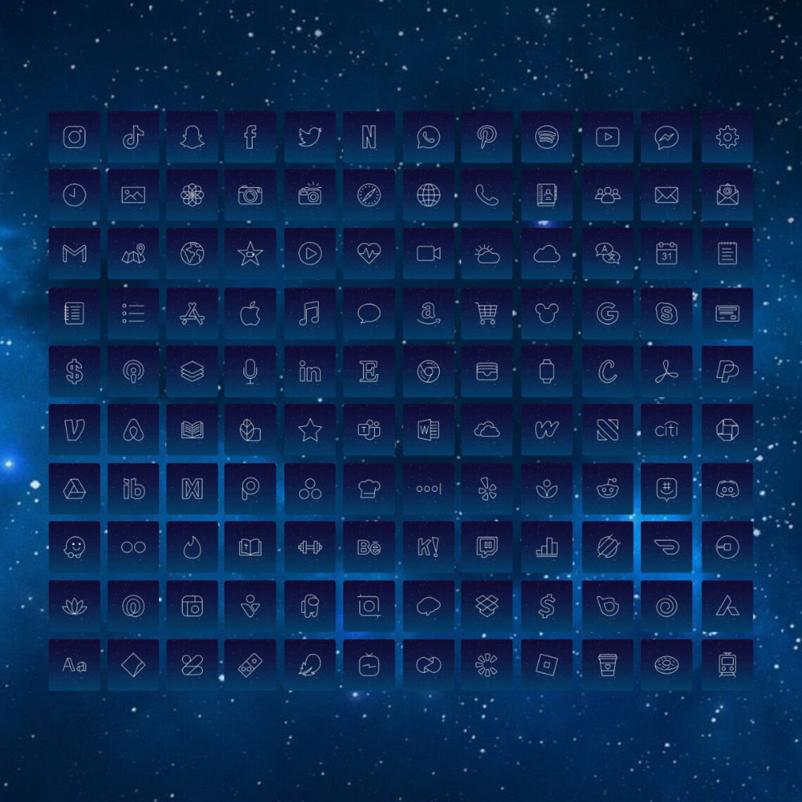 900 Minimalistic Blue Space Ios App Icon Pack Minimal - Etsy