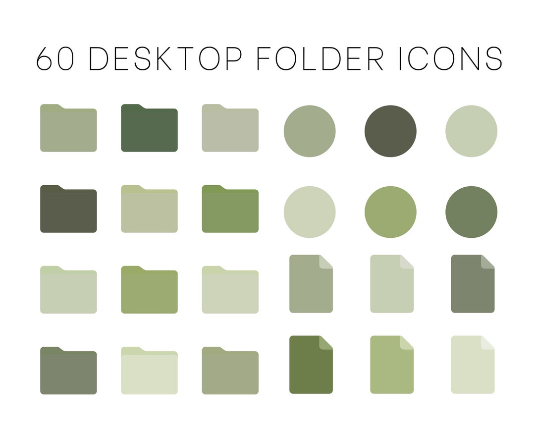 Green Desktop Folder Icons for MacBook and Windows, Vibrant Icon Pack ...