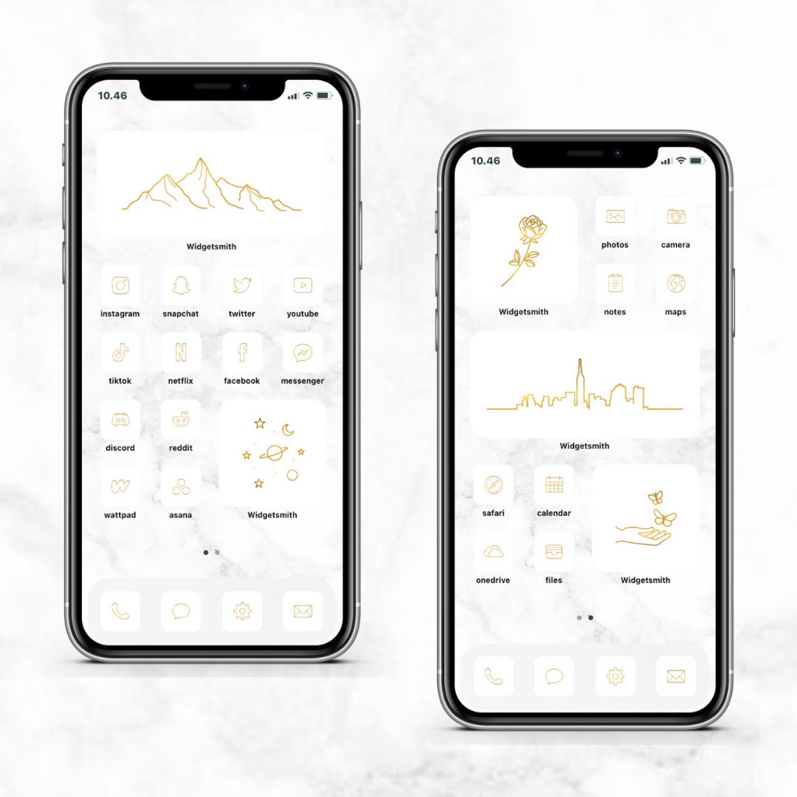 800+ Minimalistic Gold & White Ios App Icon Pack | Ios 14 | Aesthetic ...