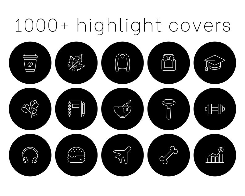 1000 instagram story highlight covers icon pack black and - Etsy.de