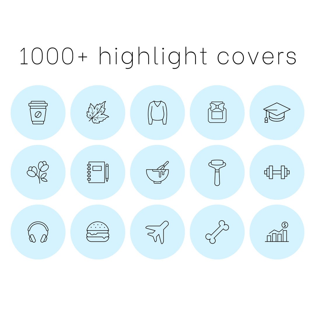 Instagram Highlight Covers Blue & Black IG Story Icons Black Icon Set ...