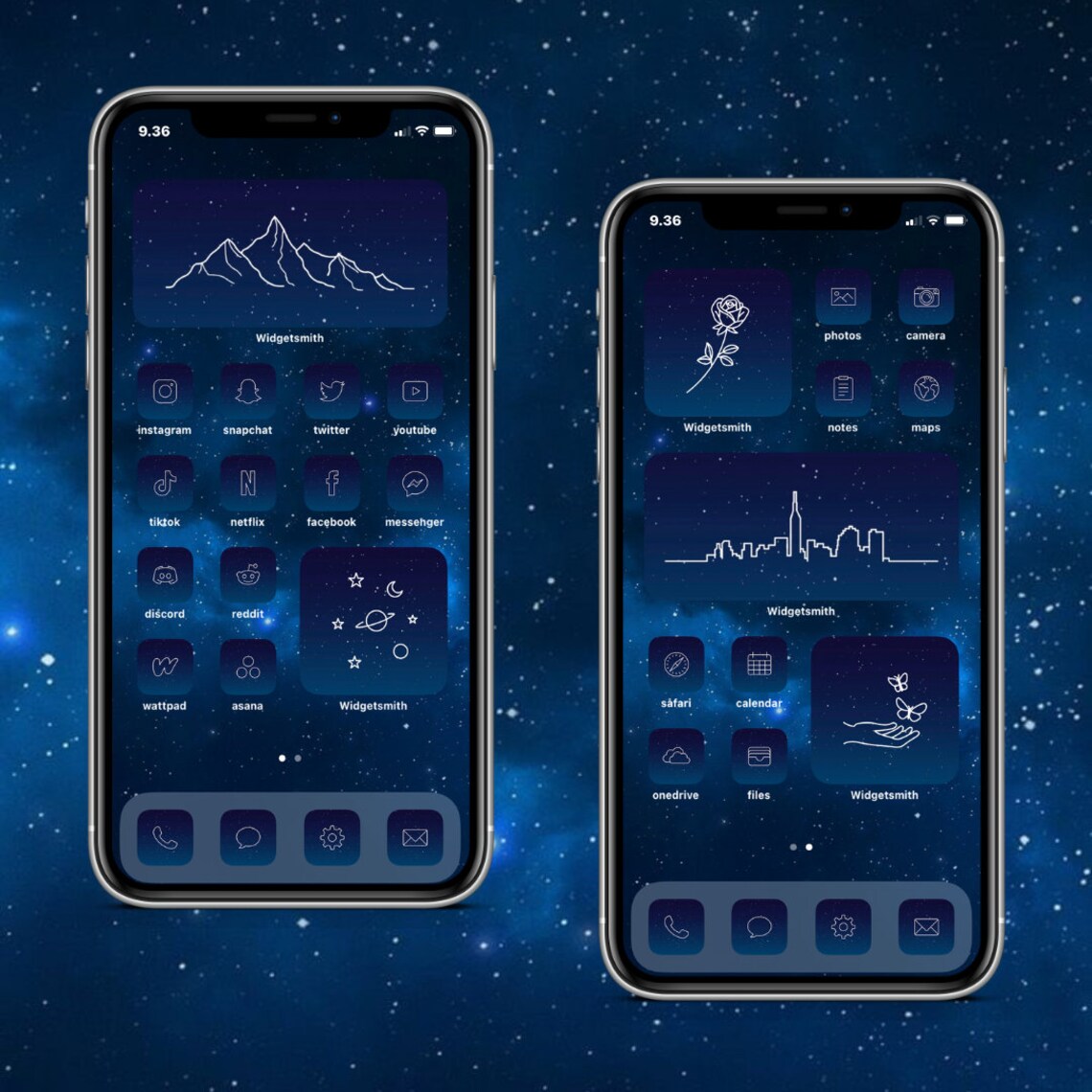 900 Minimalistic Blue Space Ios App Icon Pack Minimal - Etsy