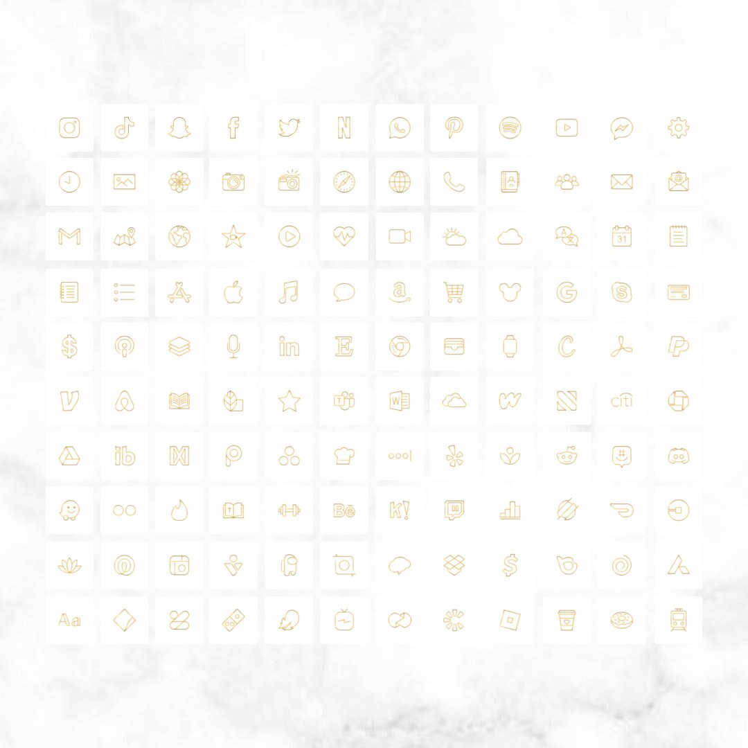 800+ Minimalistic Gold & White Ios App Icon Pack | Ios 14 | Aesthetic ...