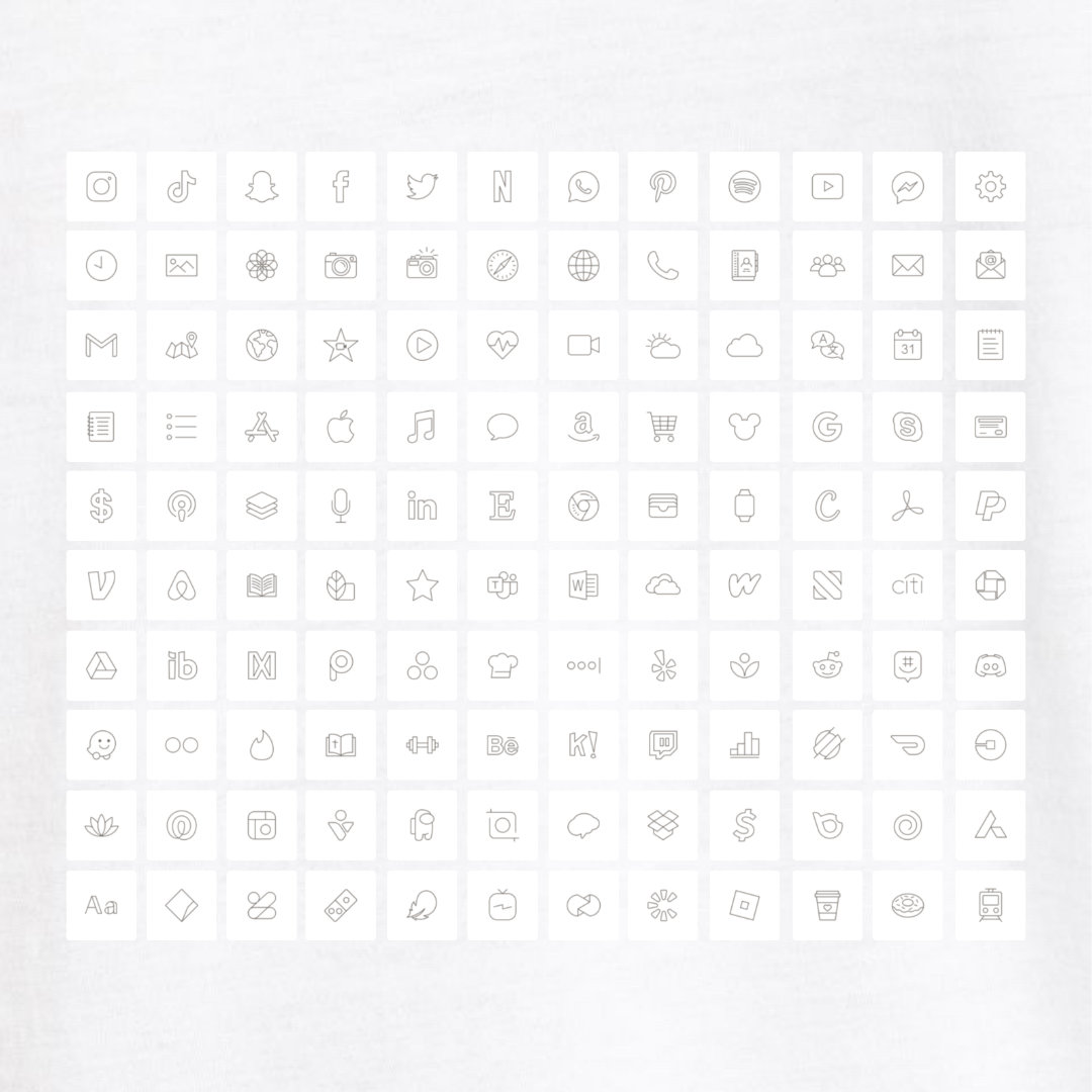 1400 parisian iOS app icon pack chocolate gray iOS 14 | Etsy