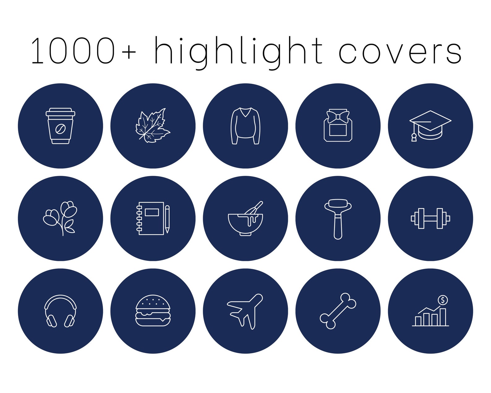 1000 Instagram Story Highlight Covers Icon Pack Navy Blue - Etsy