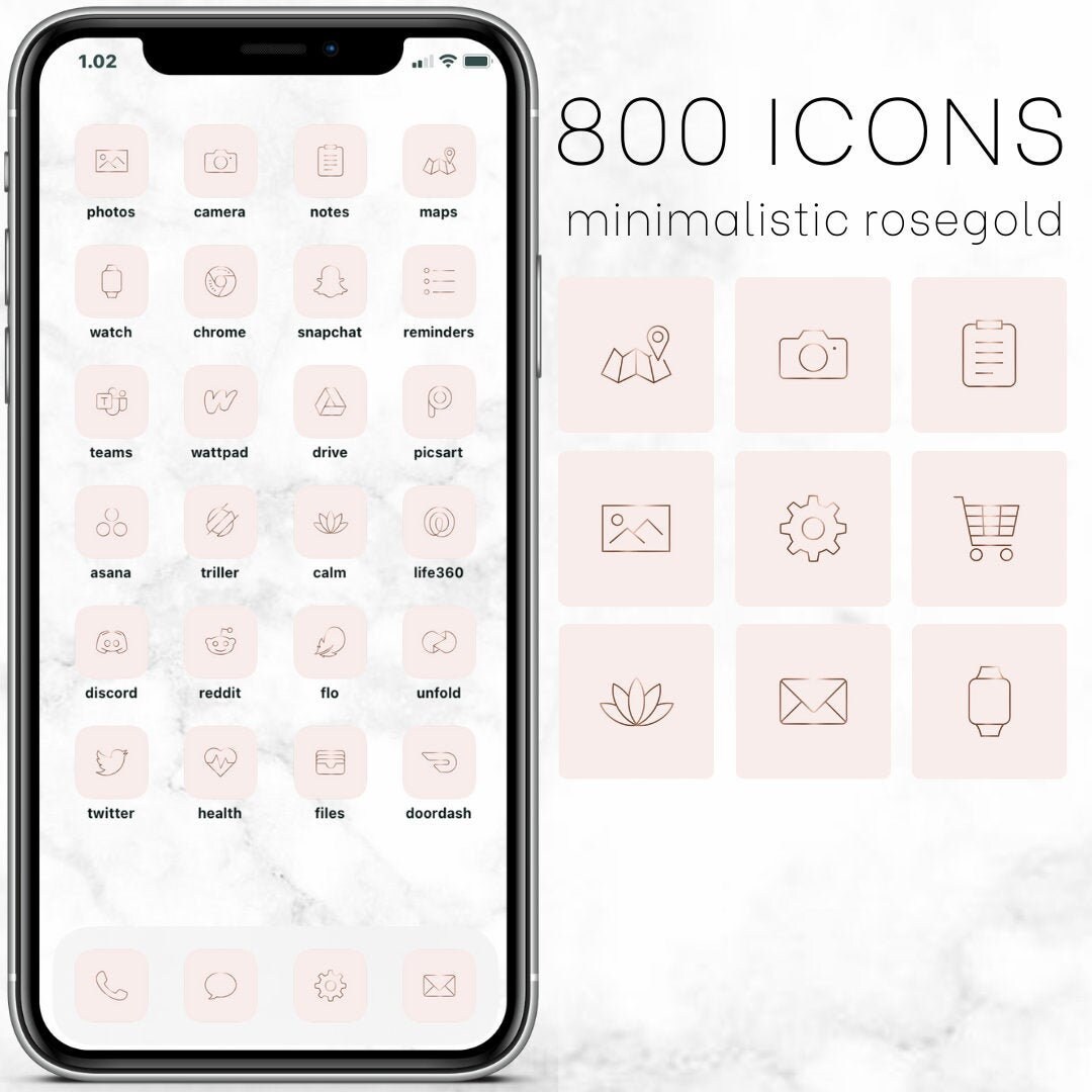 800+ Minimalistic Rosegold & Blush Ios App Icon Pack | Ios 14 ...