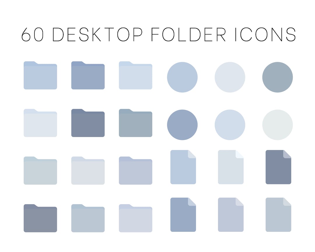 Blue Desktop Folder Icons for MacBook and Windows, Organize Files With ...