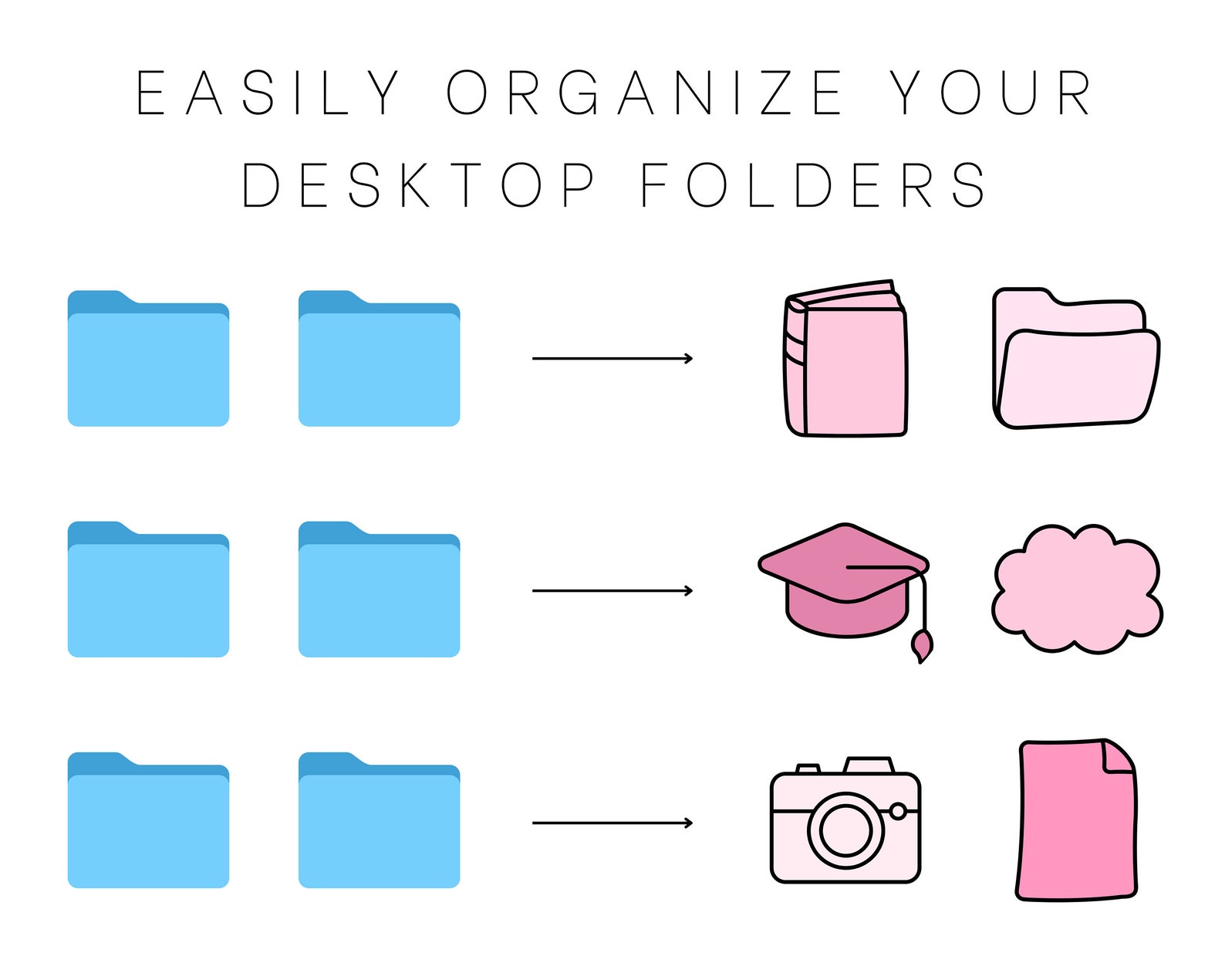 Cute Light Pink Desktop Folder Icons for MacBook and Windows ...