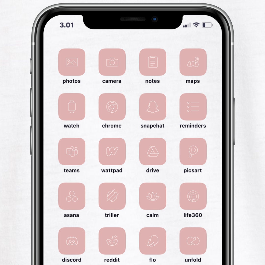 900 Minimalistic Rose Ios App Icon Pack Ios 14 Aesthetic | Etsy