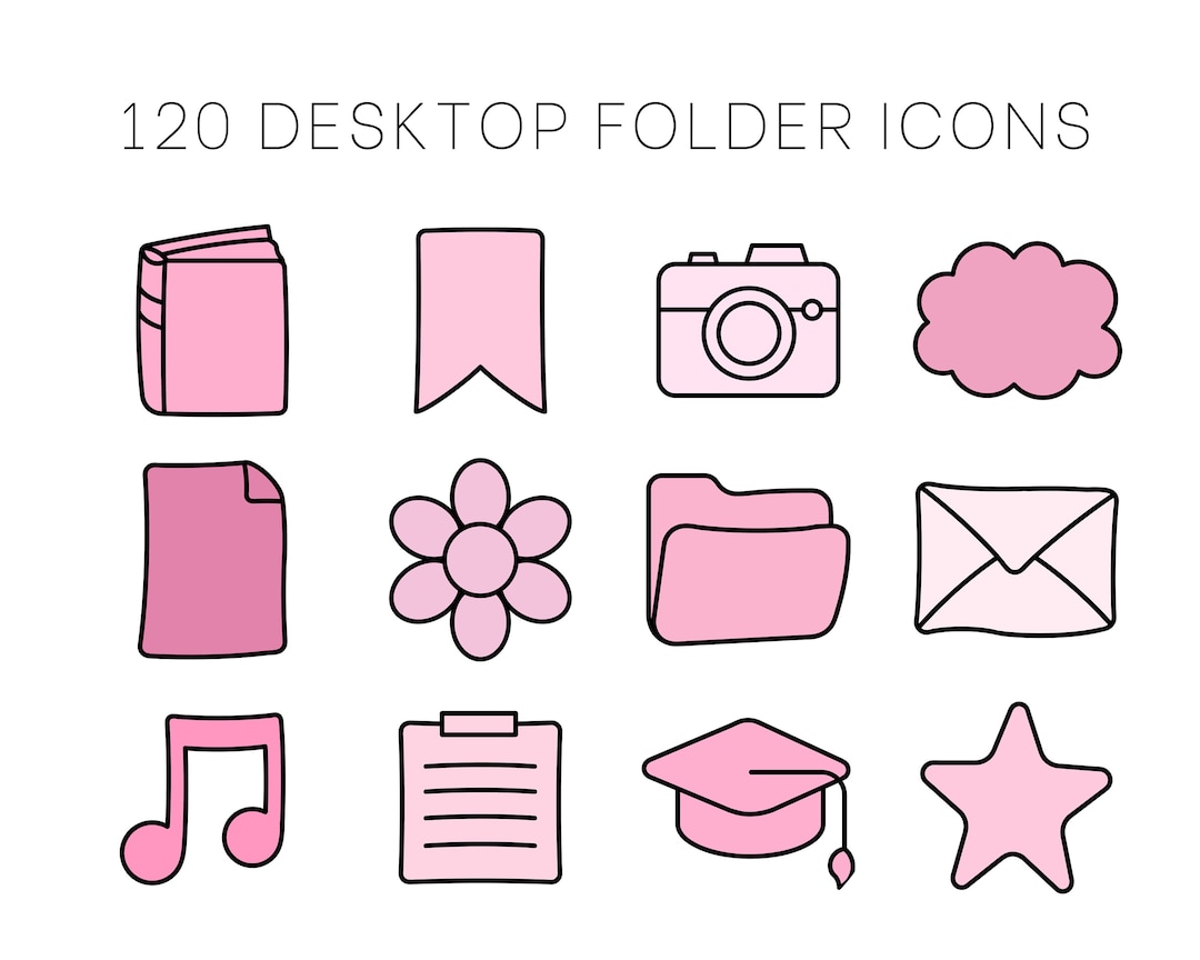Cute Light Pink Desktop Folder Icons for MacBook and Windows ...