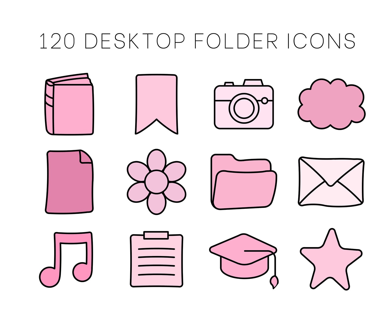 Cute Light Pink Desktop Folder Icons for MacBook and Windows ...