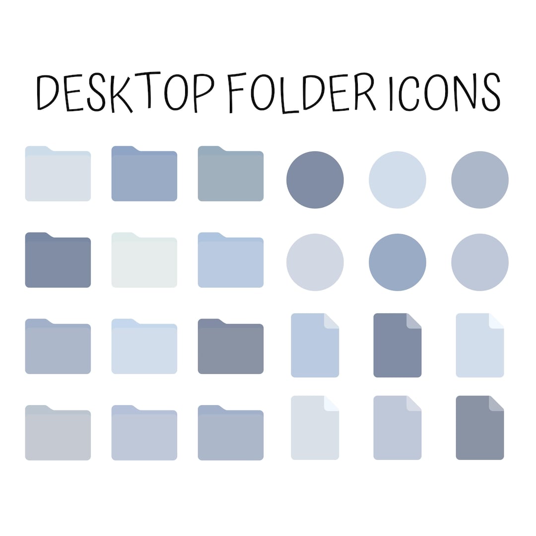 Blue Desktop Folder Icons for Macbook, Computer Desktop Icons, Blue Mac ...