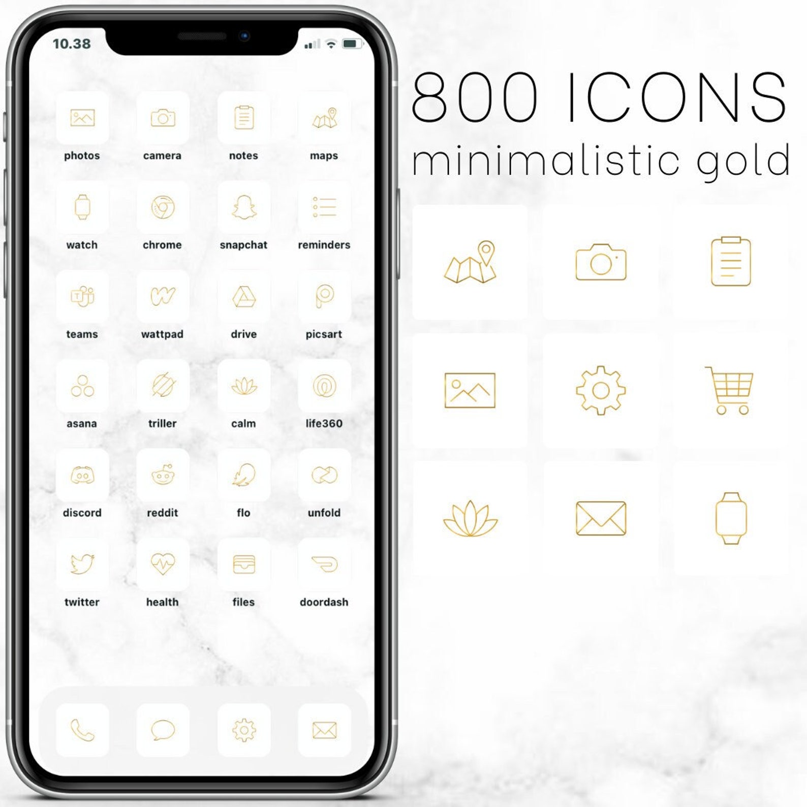 800+ Minimalistic Gold & White Ios App Icon Pack | Ios 14 | Aesthetic ...