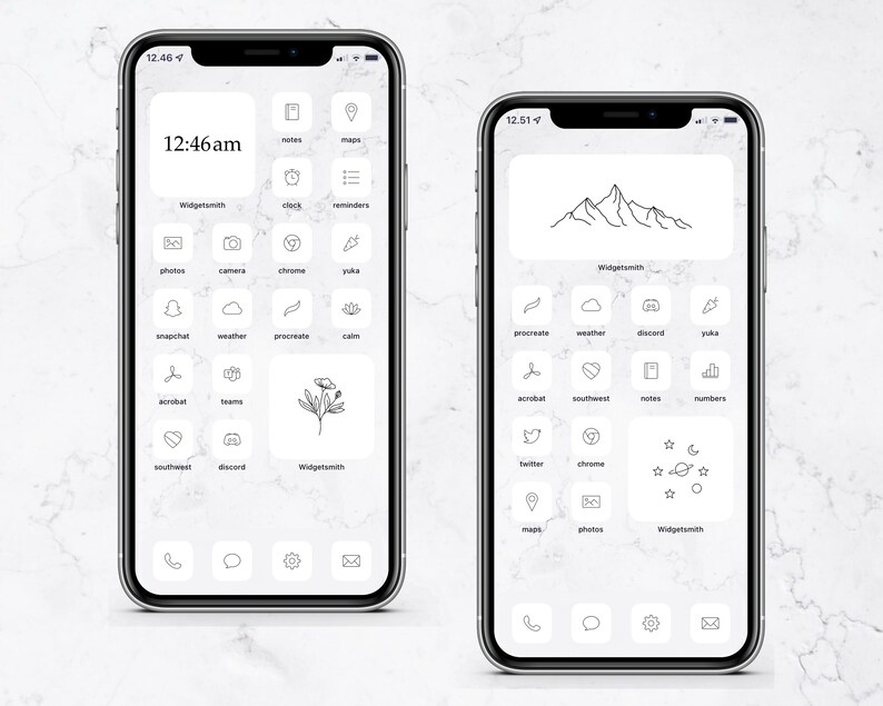2000 Minimalistic White & Black Ios 14 / 15 App Icons Social - Etsy