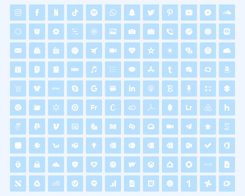 4000 Pastel Blue IOS 14 / 15 App Icons Pack Blue & White - Etsy