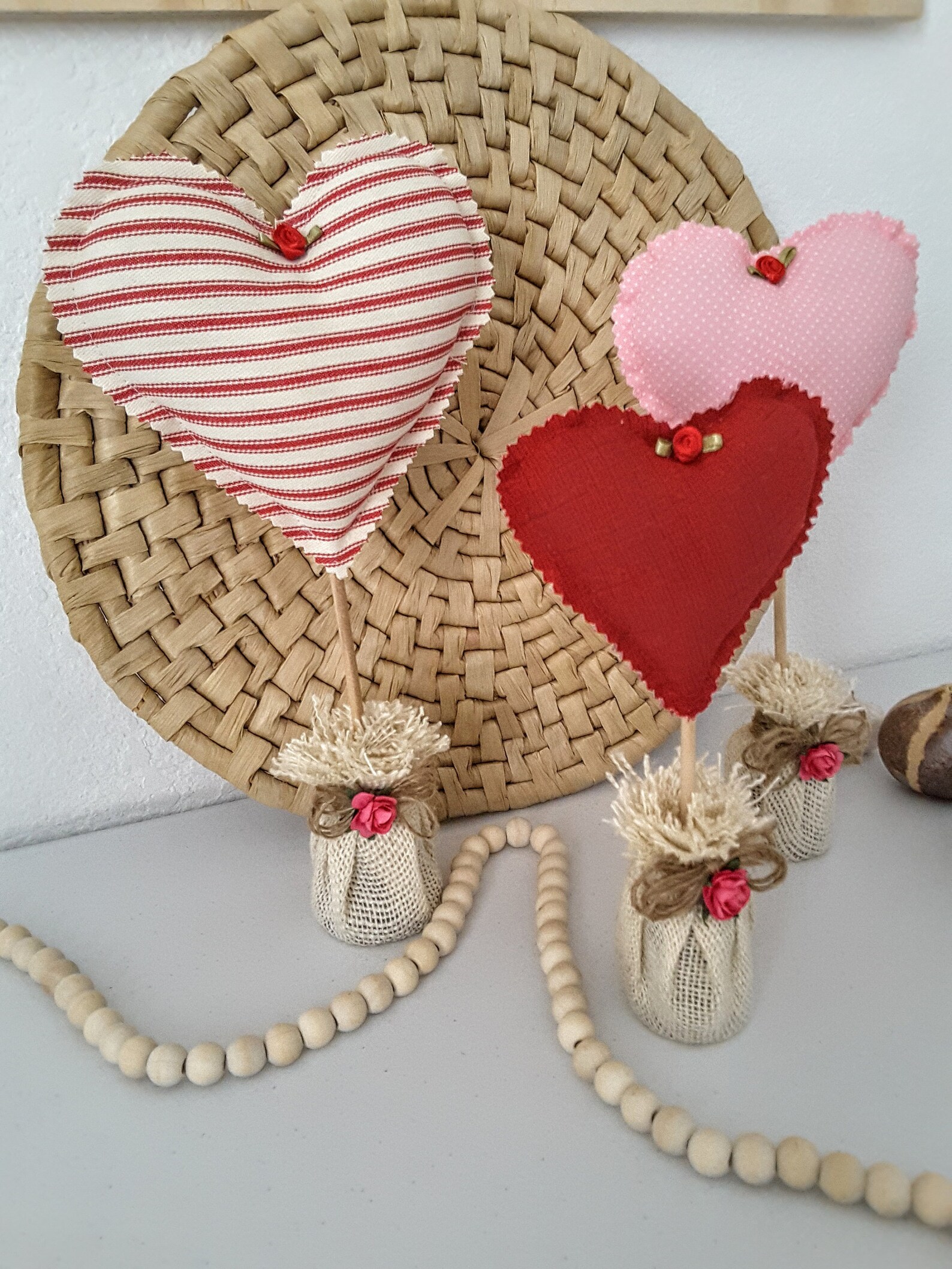 Farmhouse Fabric Hearts Fabric Hearts Wooden Stands Fabric - Etsy