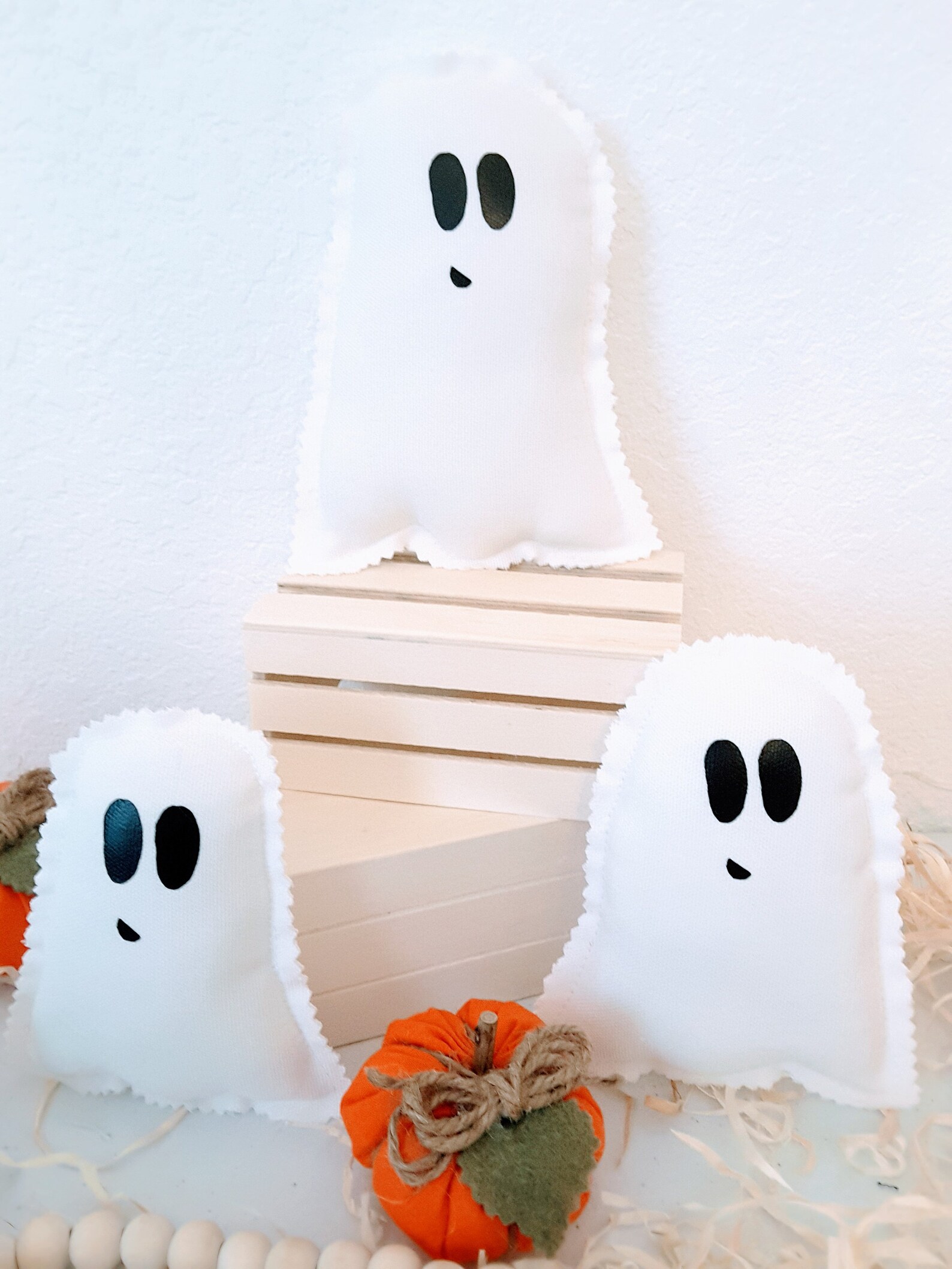 Mini Ghost Pillows Halloween Mini Ghosts Wood Stand Ghosts | Etsy