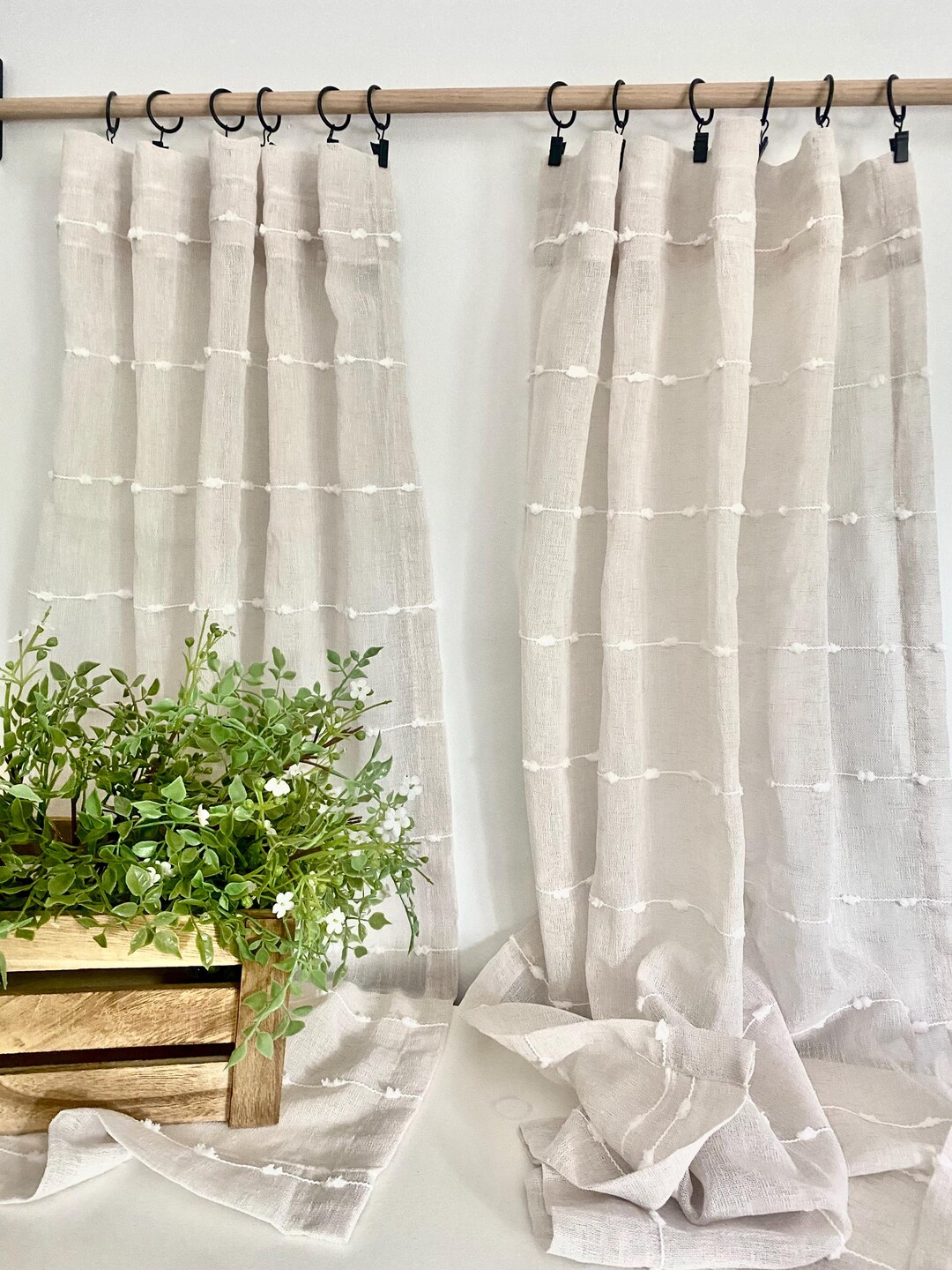 Set of 2 Cheer Cafe Curtain, Texture Beige Panel, Farmhouse Style Panel, Window Treatment - Etsy