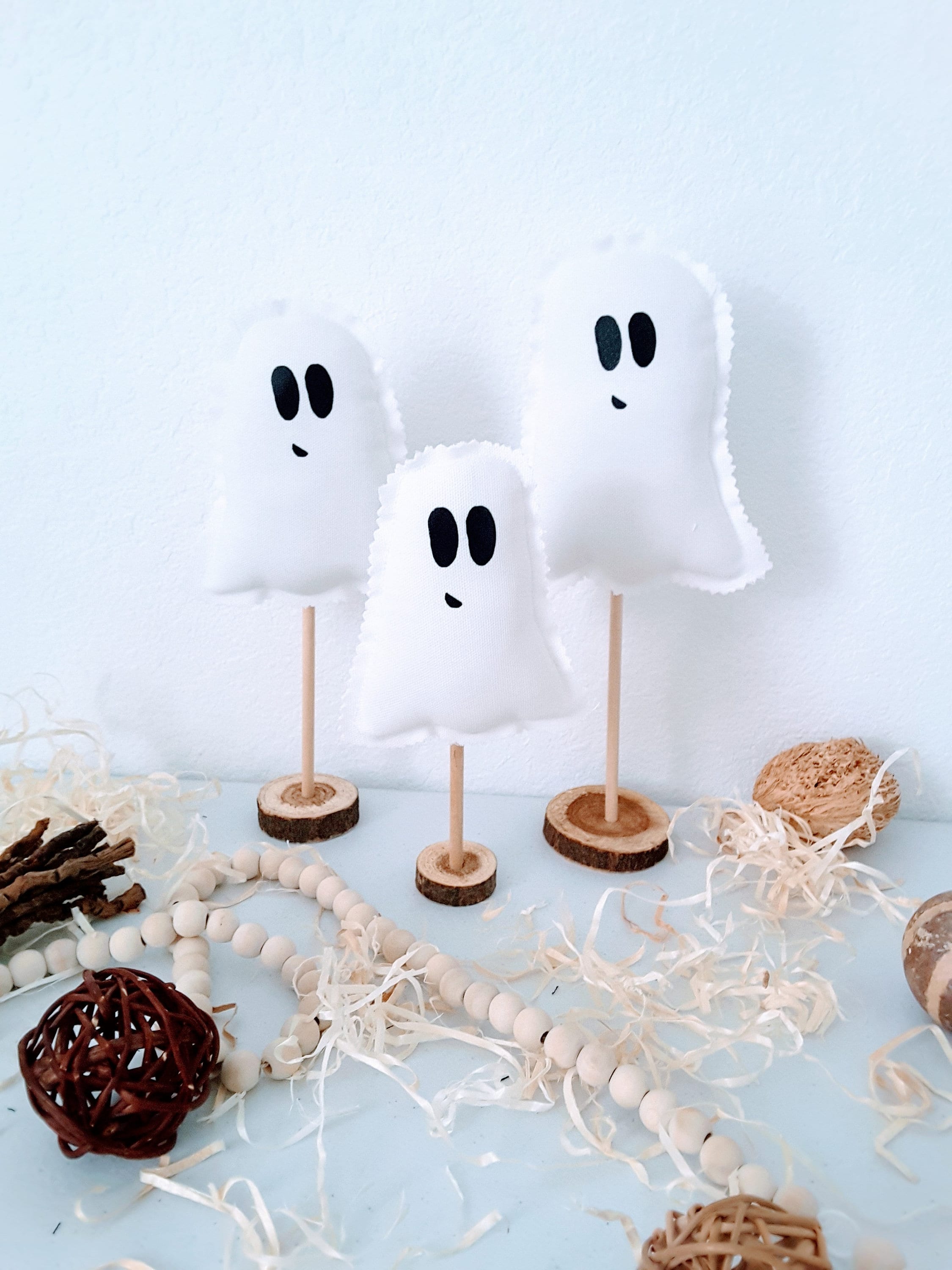 Mini Ghost Pillows Halloween Mini Ghosts Wood Stand Ghosts | Etsy