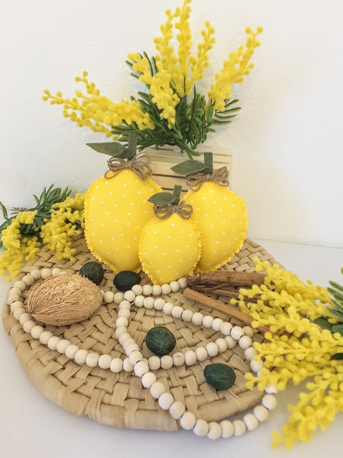 Set of 3 Farmhouse Mini Yellow Lemons Mini Fabric Lemons - Etsy