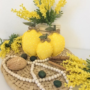 Set of 3 Farmhouse Mini Yellow Lemons, Mini Fabric Lemons, Yellow ...
