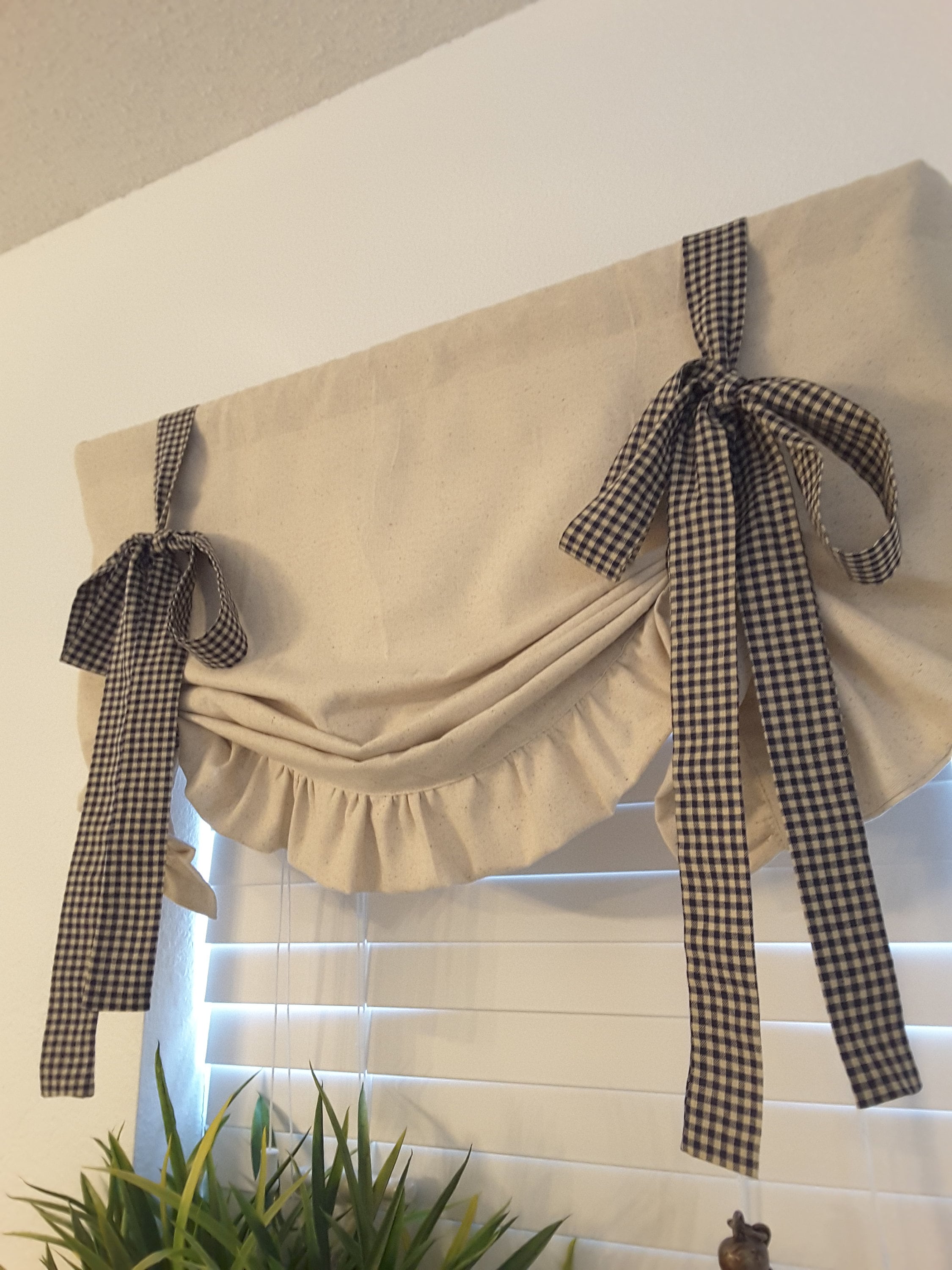 Natural Tie Up Valance Farmhouse Valance kitchen Valance | Etsy