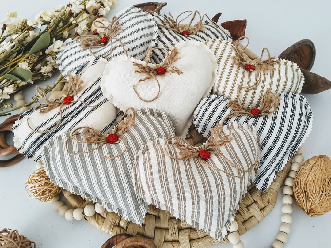 Farmhouse Fabric Hearts, Rustic Hearts Collection, Fabric Hearts Decor ...