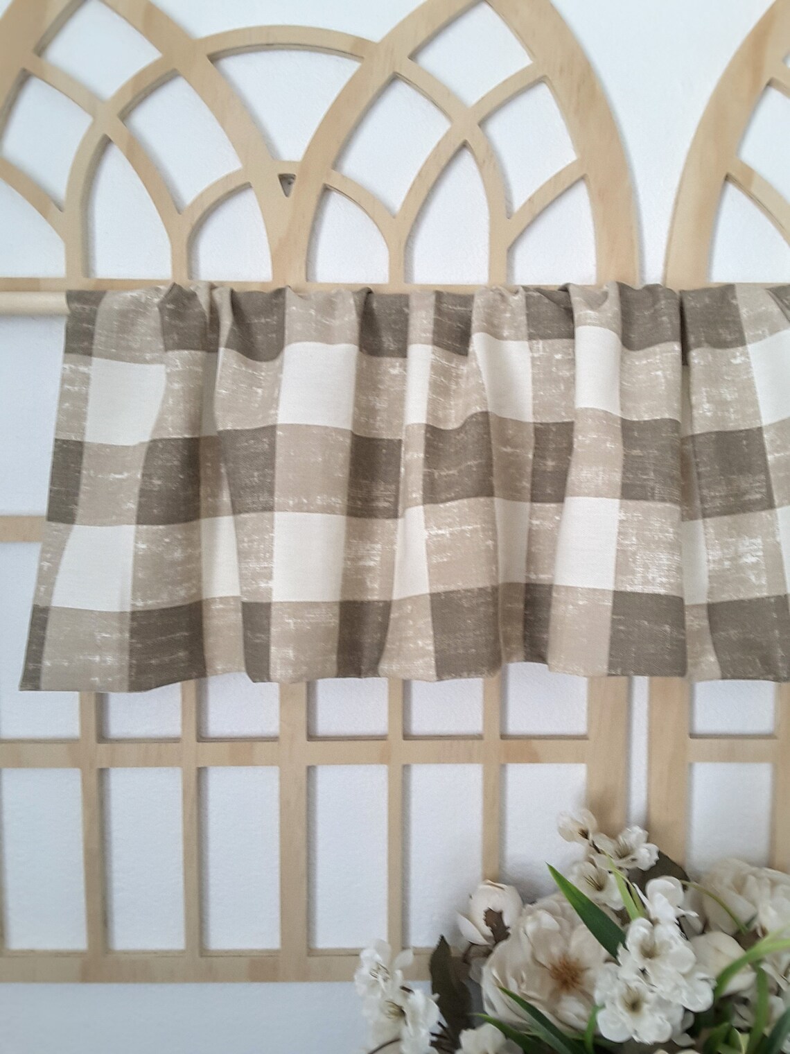 Rustic Natural Sackett Check Valance Farmhouse Valance - Etsy