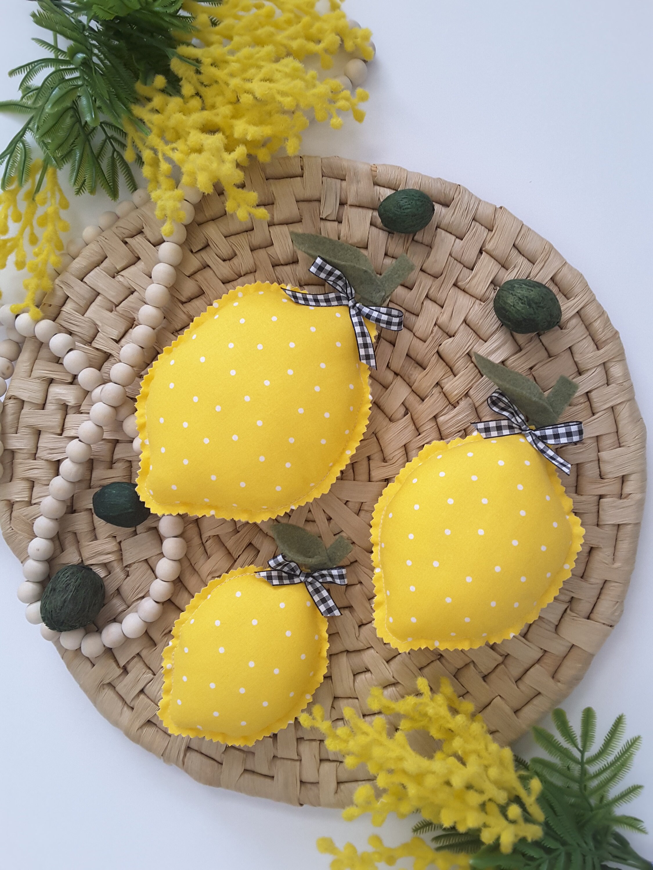 Set of 3 Farmhouse Mini Yellow Lemons Mini Fabric Lemons - Etsy
