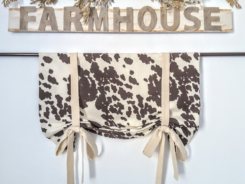 Farmhouse Cow Print Tie up Valance Farmhouse Valance Rustic - Etsy