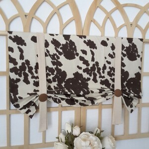 Farmhouse Cow Print Tie up Valance, Farmhouse Valance, Rustic Valance ...