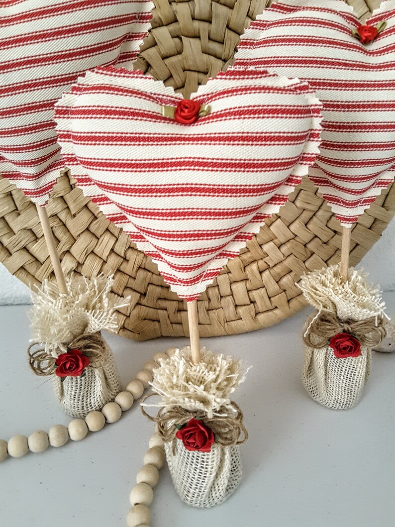Farmhouse Fabric Hearts Fabric Hearts Wooden Stands Fabric - Etsy