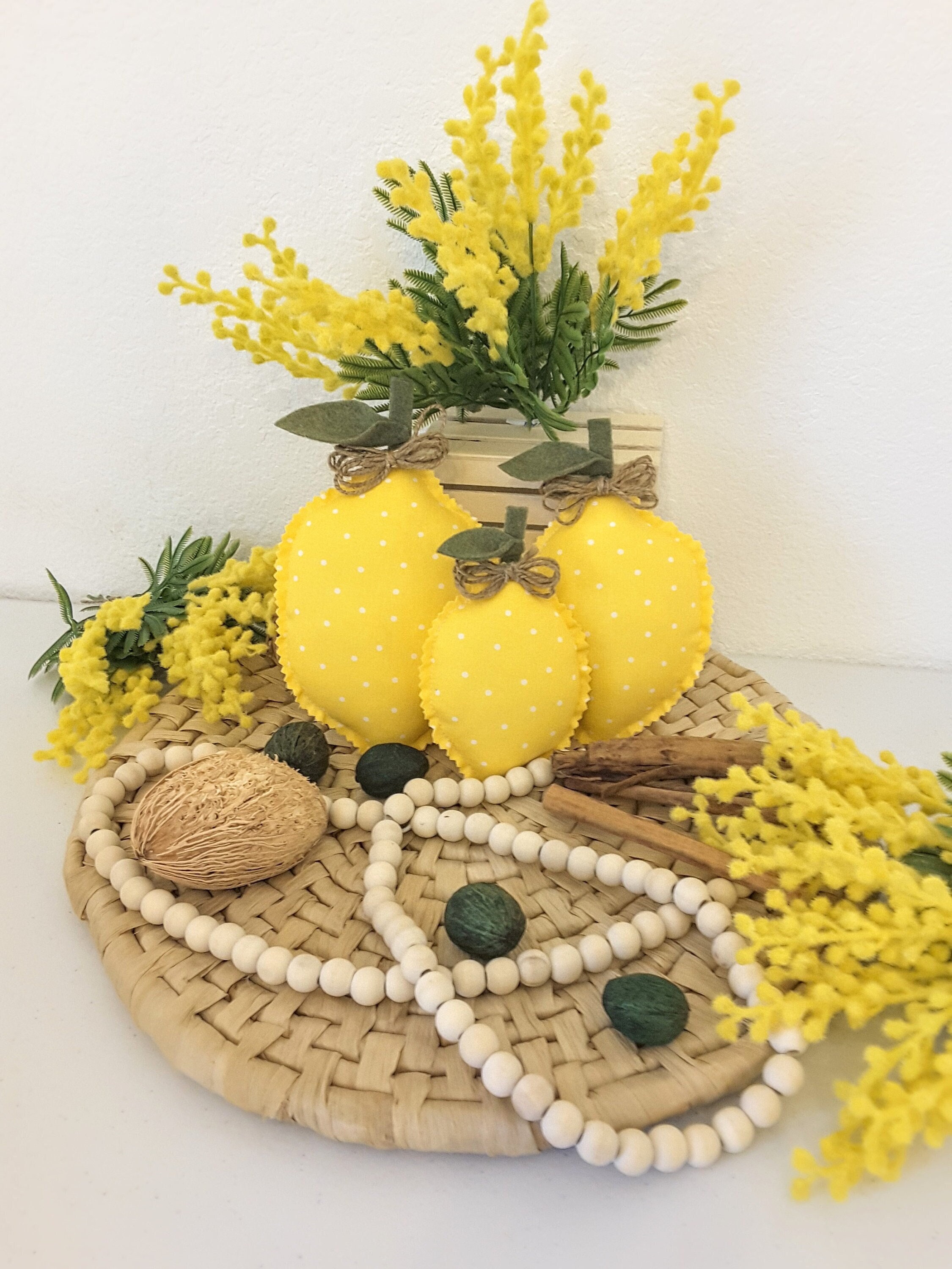Set of 3 Farmhouse Mini Yellow Lemons Mini Fabric Lemons - Etsy