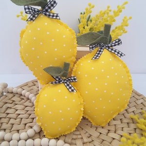 Set of 3 Farmhouse Mini Yellow Lemons, Mini Fabric Lemons, Yellow ...