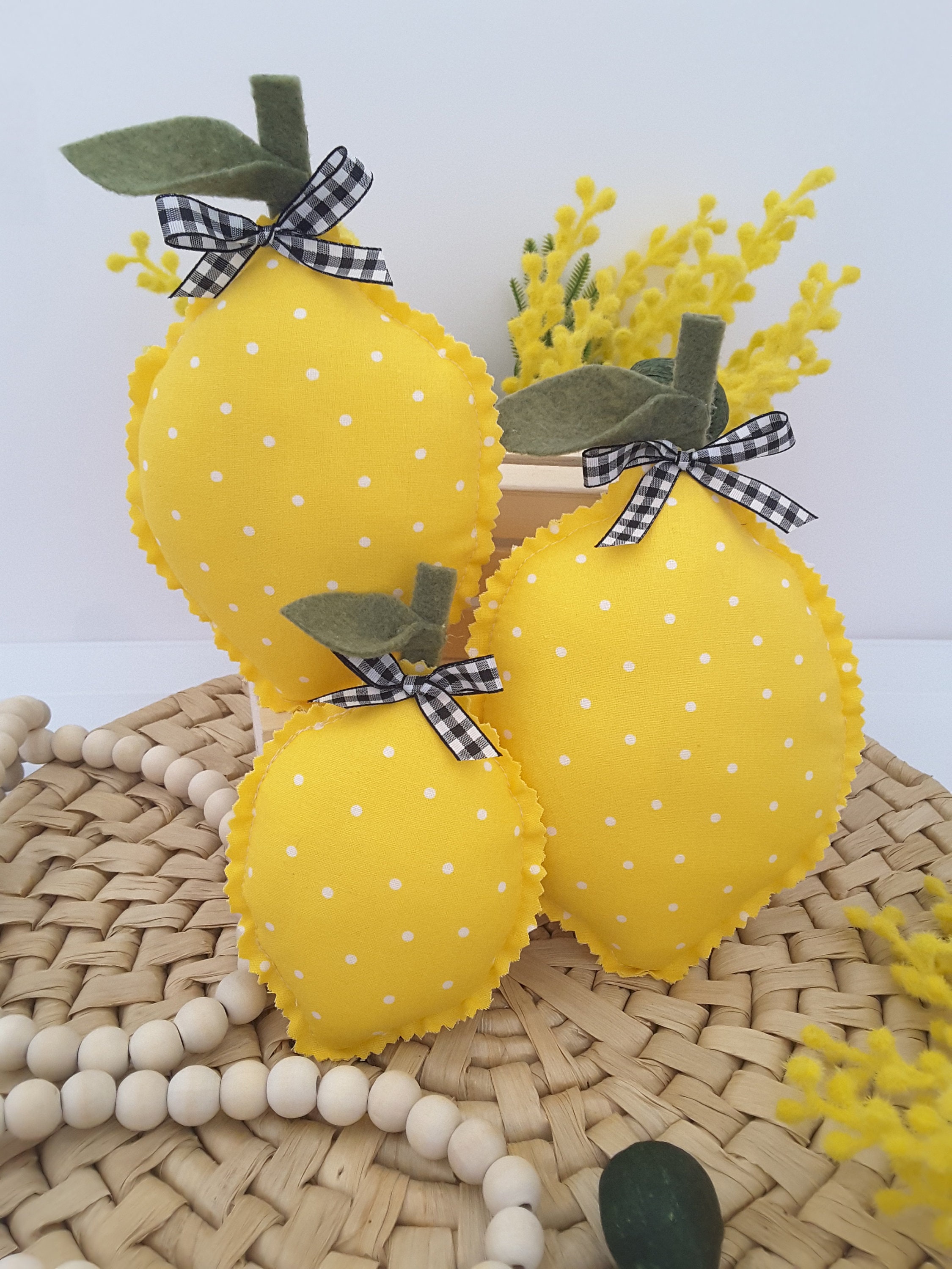Set of 3 Farmhouse Mini Yellow Lemons Mini Fabric Lemons - Etsy