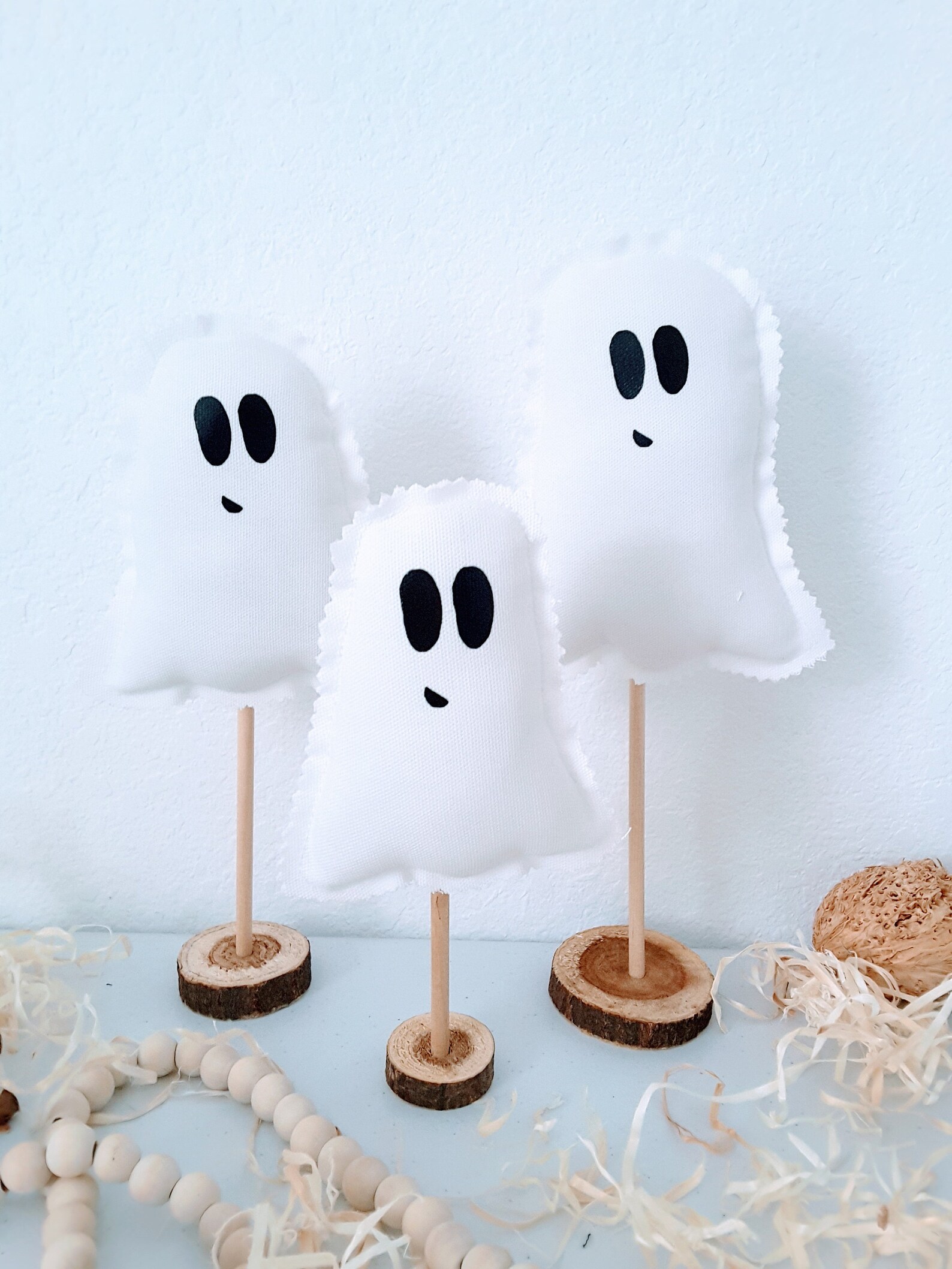 Mini Ghost Pillows Halloween Mini Ghosts Wood Stand Ghosts | Etsy
