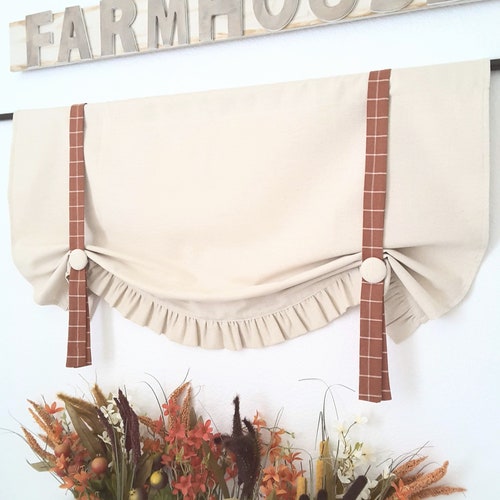 Rustic Farmhouse Natural Burlap Curtains Valance Kitchen Tie - Etsy