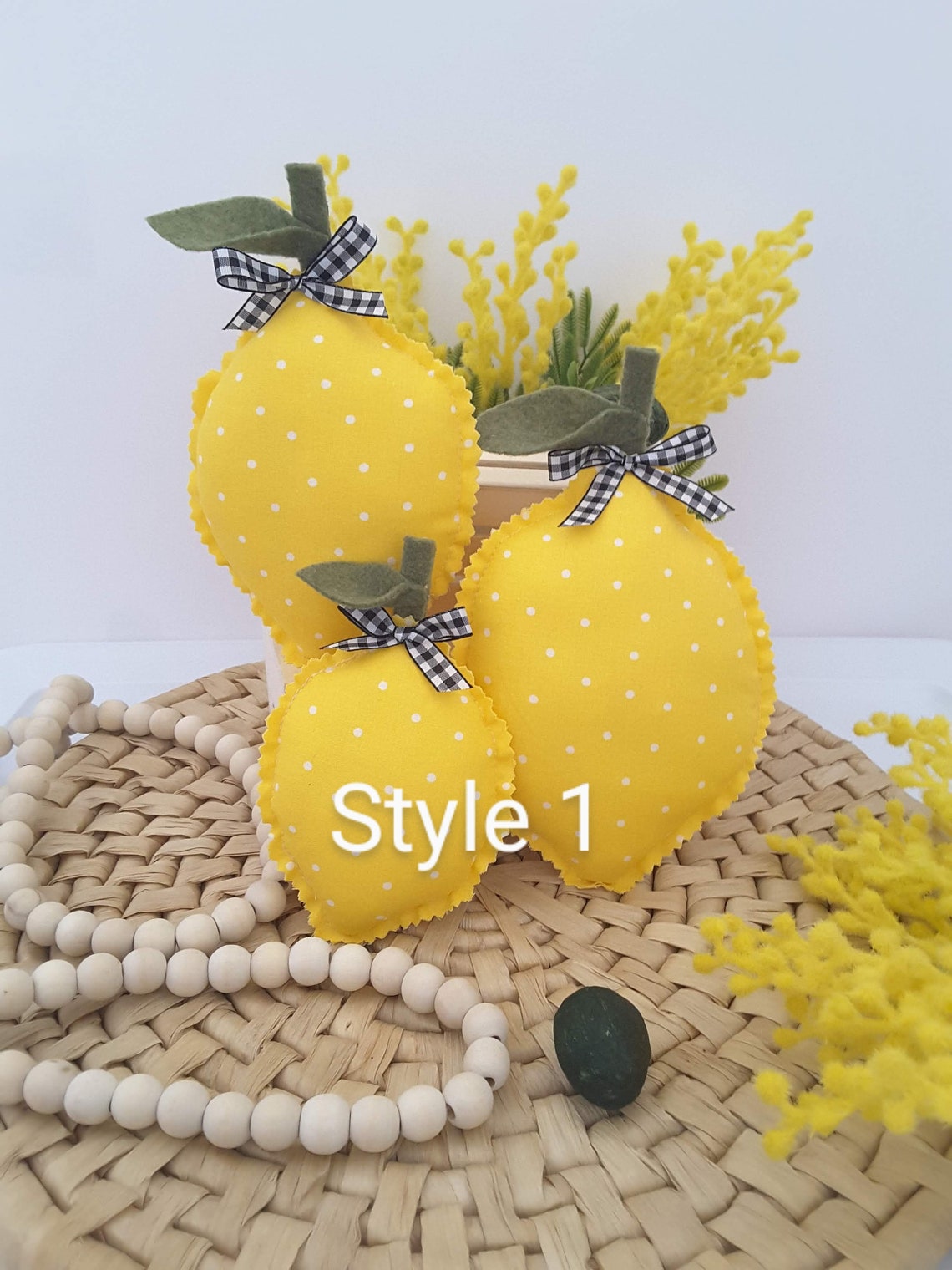 Set of 3 Farmhouse Mini Yellow Lemons Mini Fabric Lemons - Etsy