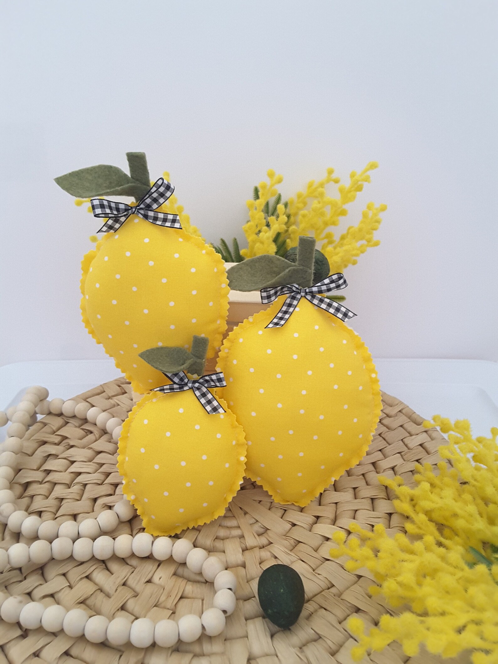 Set of 3 Farmhouse Mini Yellow Lemons Mini Fabric Lemons - Etsy