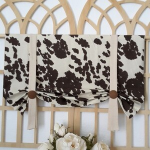 Farmhouse Cow Print Tie up Valance: Rustic Country Kitchen Decor - Etsy