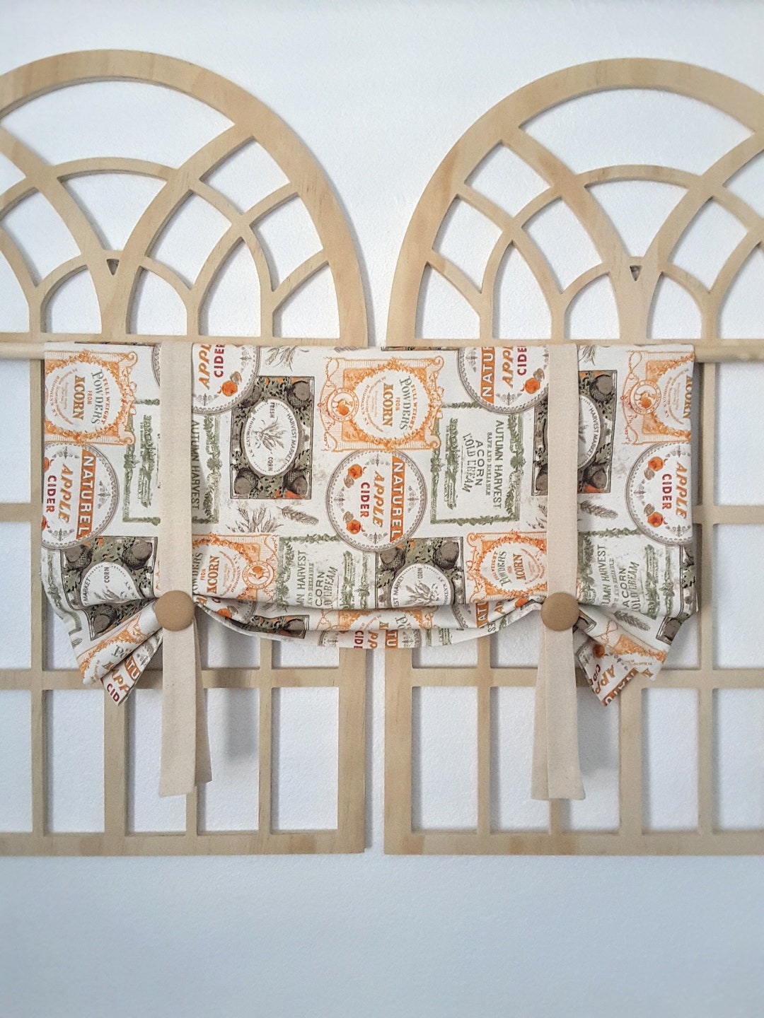 Harvest Cider Farmhouse and Natural Tie up Valance, Farmhouse Fall ...