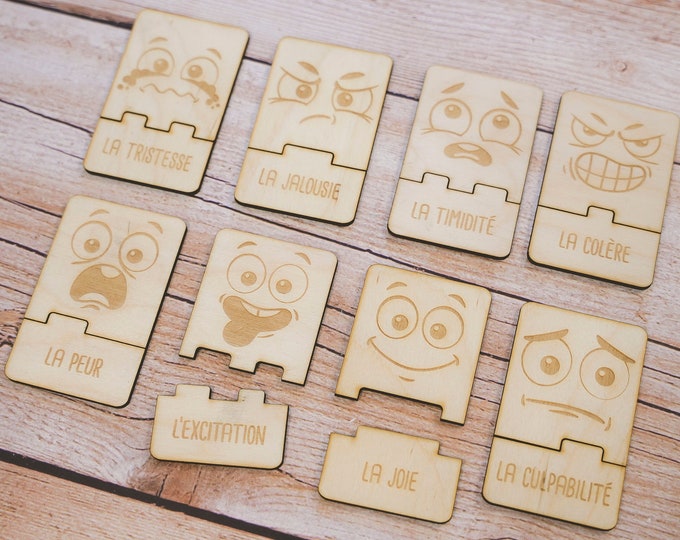 Jeu des Emotions éducatif en bois pour découvrir et apprendre les ...